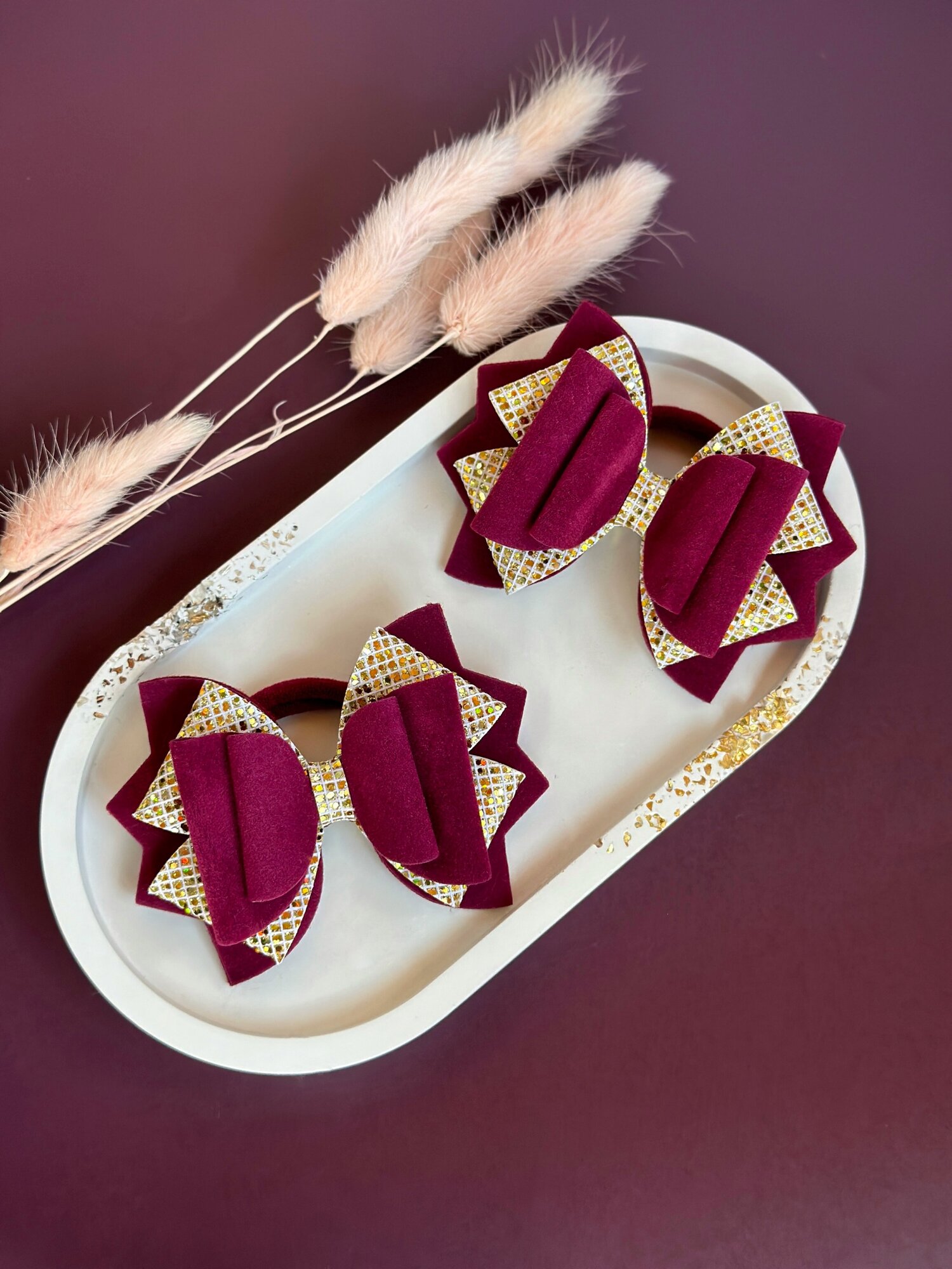 Банты для девочек в школу детские на резинках на голову, аксессуар для волос, бантик на последний звонок и выпускной бордовый