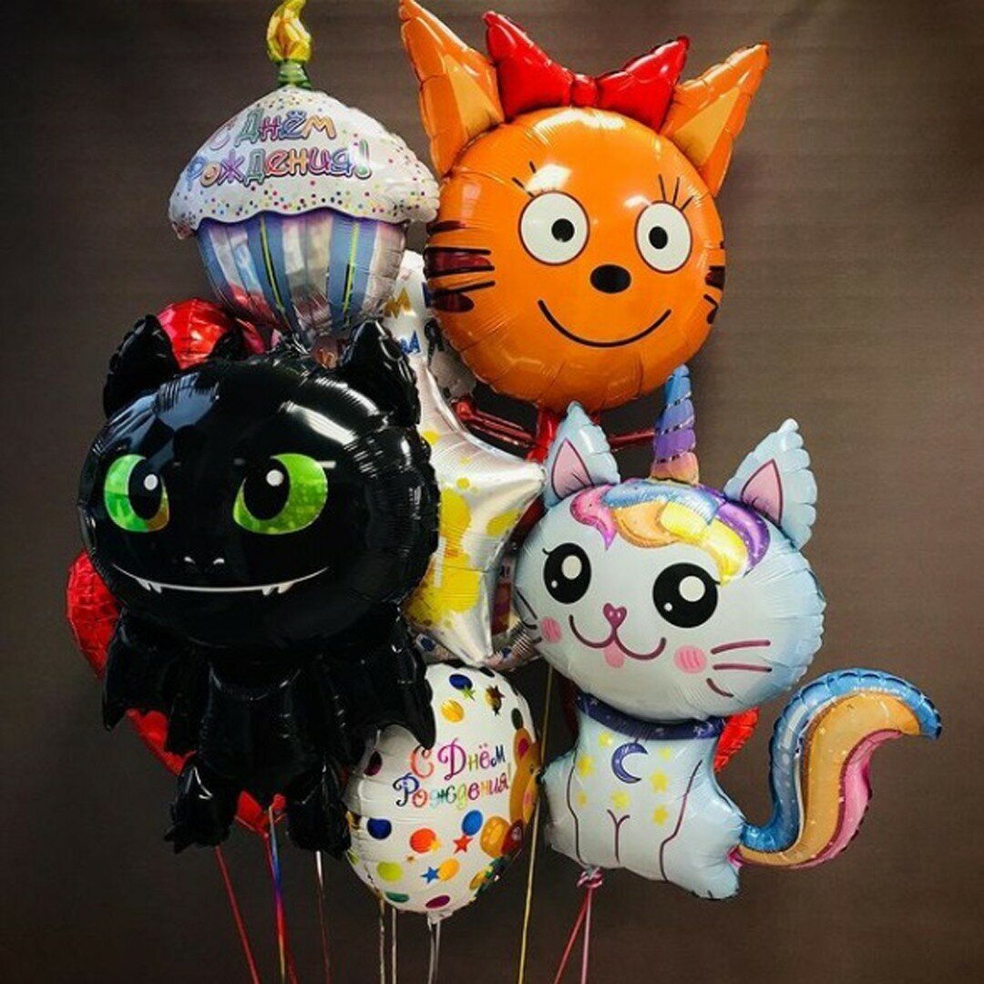 Набор воздушных шаров наполненных гелием "Милые Друзья" , фольгированные, круглые, сердце, звезда, 200см