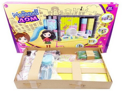 Дом серии "Модный дом " в наборе с куклой и мебелью, 85 деталей Abtoys PT-00851