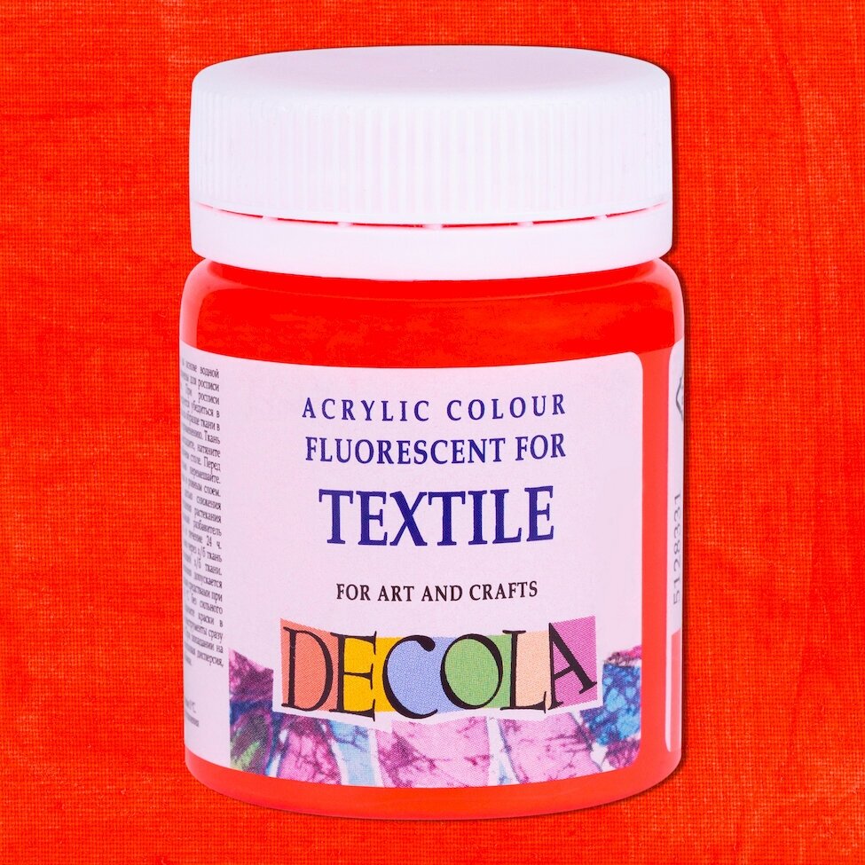 Краска по ткани DECOLA цв.№331 флуоресцентный красный, банка 50мл