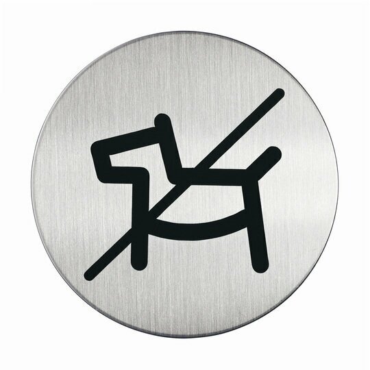 Табличка на дверь "С собаками не входить", диаметр 83 мм, металл Самоклеящаяся, (1 шт/уп), Durable (Германия)