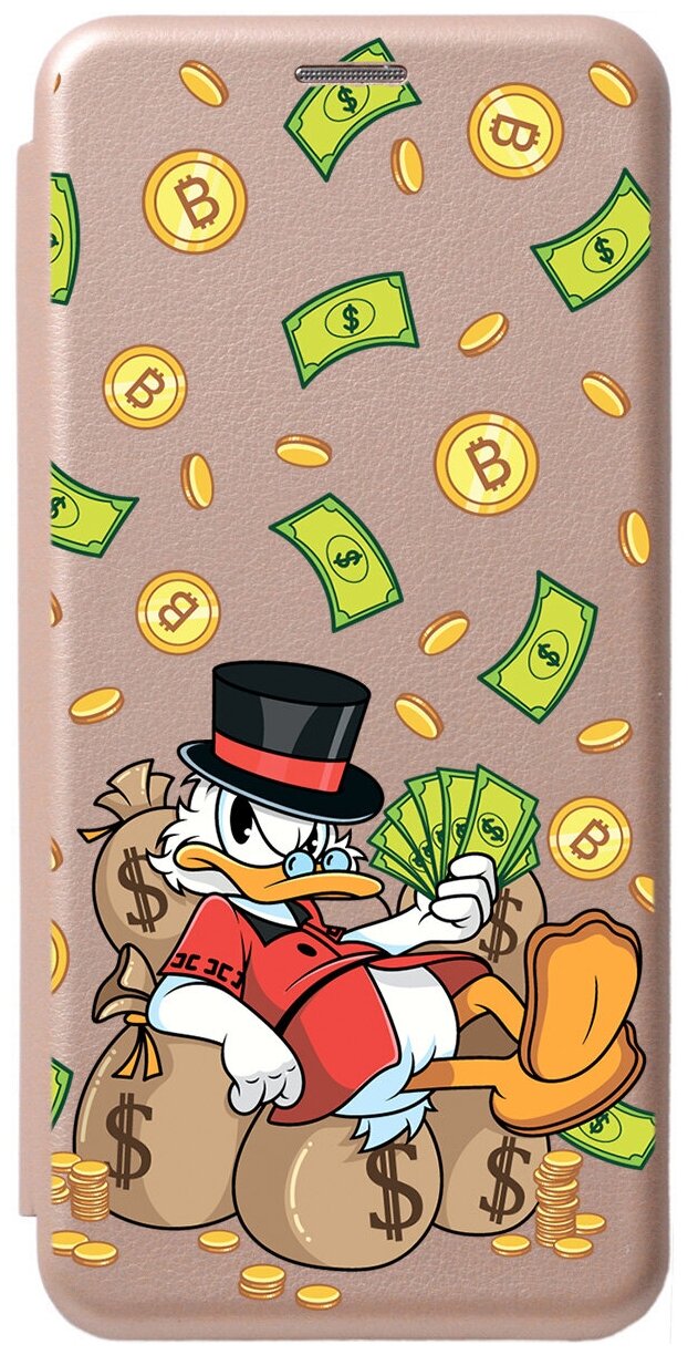Чехол-книжка Rich Scrooge на Xiaomi Redmi 6 / Сяоми Редми 6 с 3D эффектом золотой