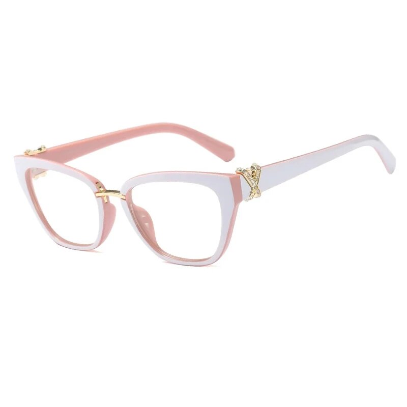 Женские очки «кошачий глаз» R45605 C5 White Pink, Розовый, Other Diopters