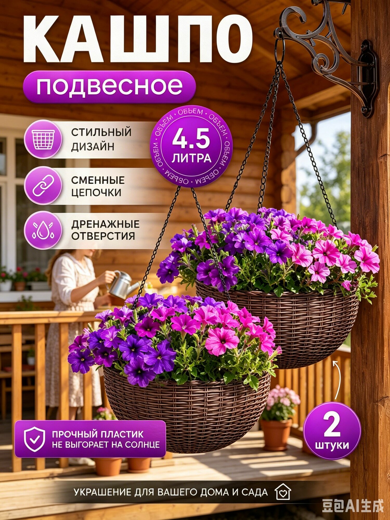 Левитирующий горшок 20 л, 11 см, 2 шт, цвет темно-коричневый