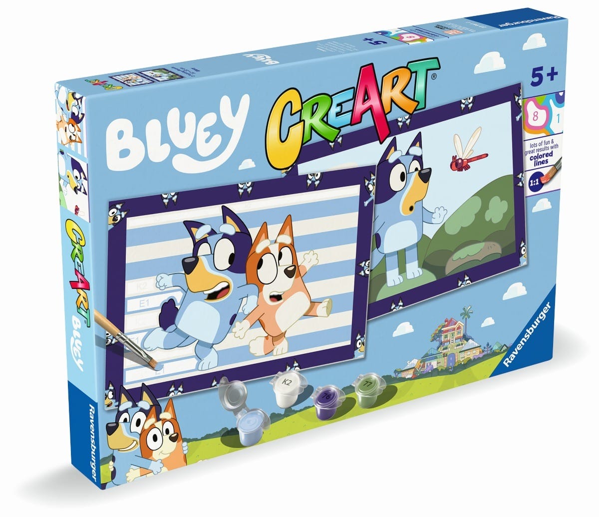 Набор для рисования, росписи Ravensburger CreArt Bluey, рисование по номерам для детей