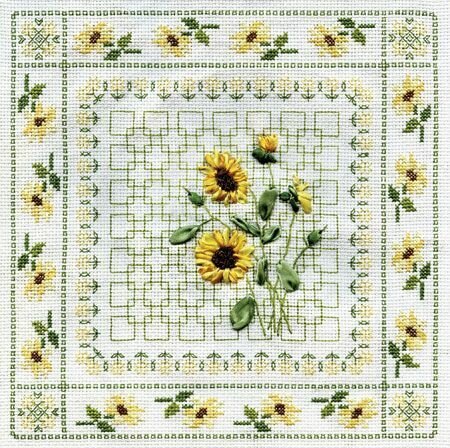Набор для вышивания крестом и лентами "Солнечный букет" Ц-576, 25х25 см, Panna
