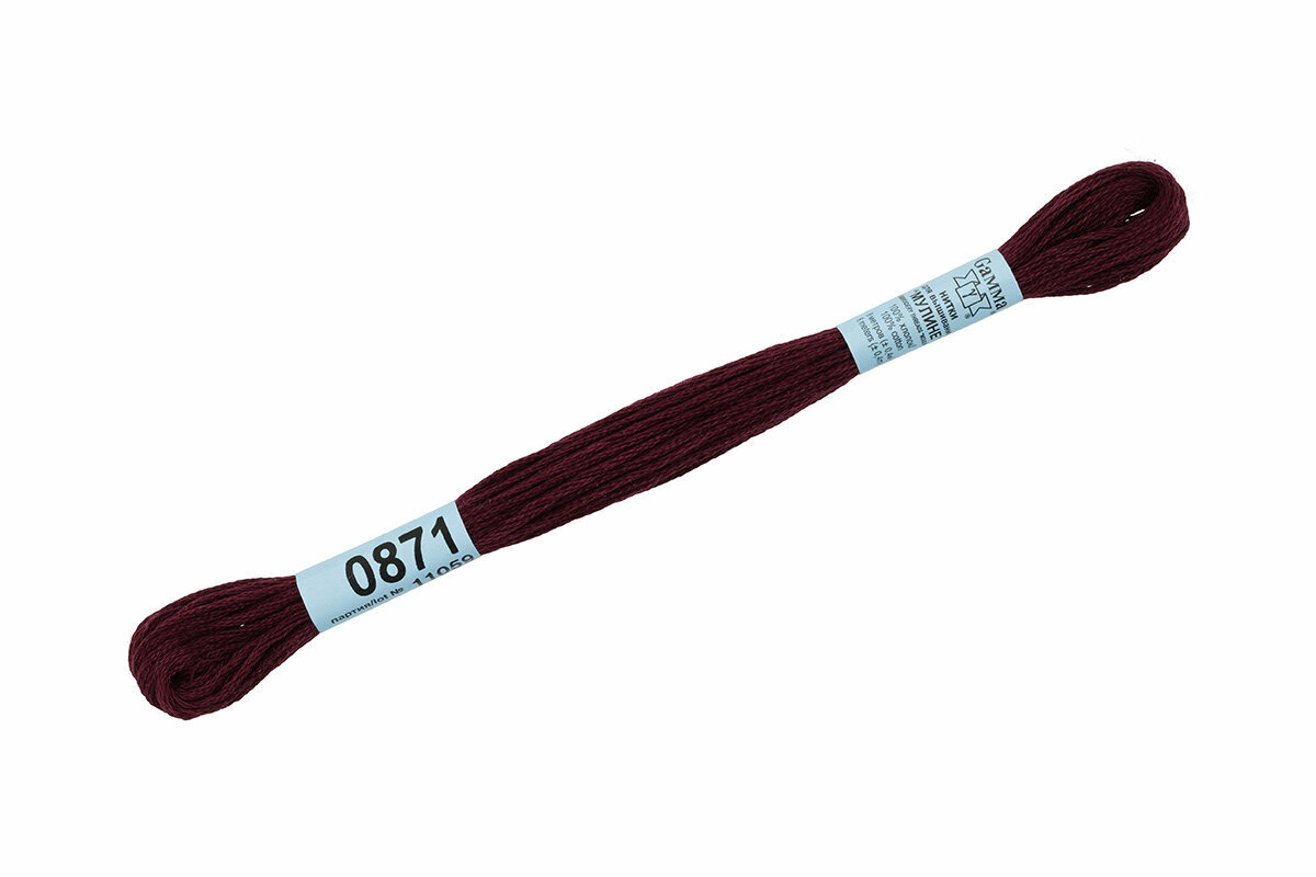 Мулине "Gamma" 100% хлопок 8 м №0871 т. бордовый