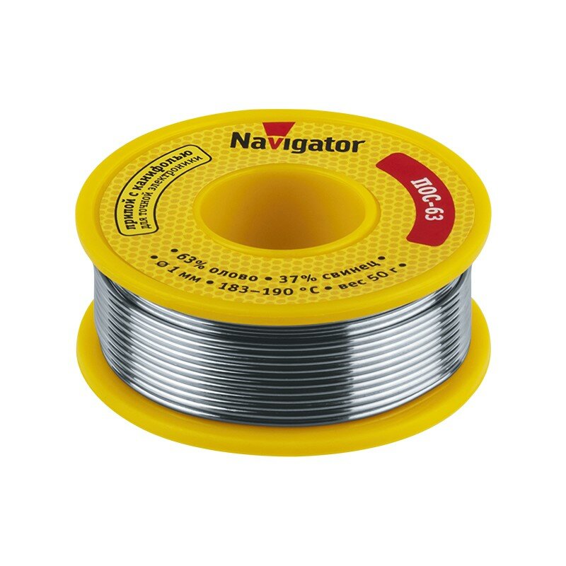 Припой Navigator 93 776 NEM-Pos05-63K-1-K50 (ПОС-63, катушка, 1 мм, 50 гр), цена за 1 шт.