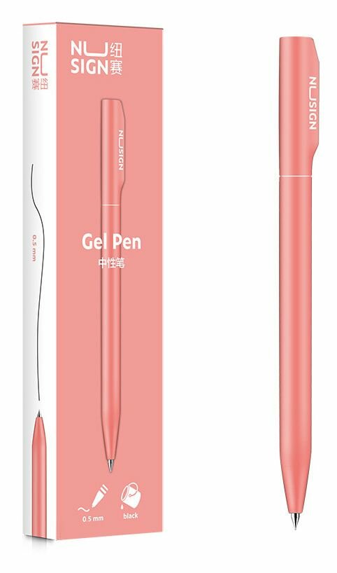Ручка гелевая Deli Nusign розовый, черная, линия 0,5 мм (NS552PINK)