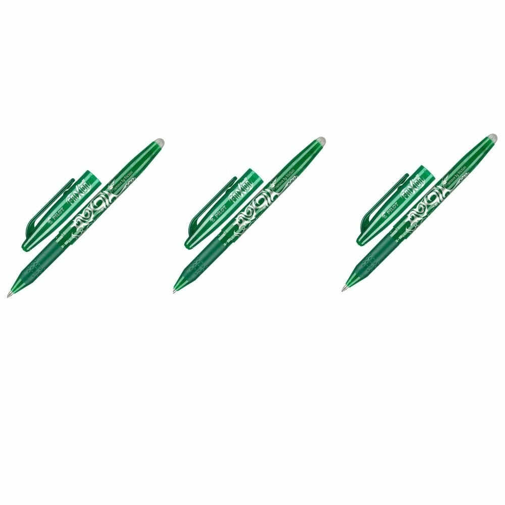 Pilot Ручка гелевая Frixion, резиновый манжет, зеленый, 0,35 мм, 3 шт