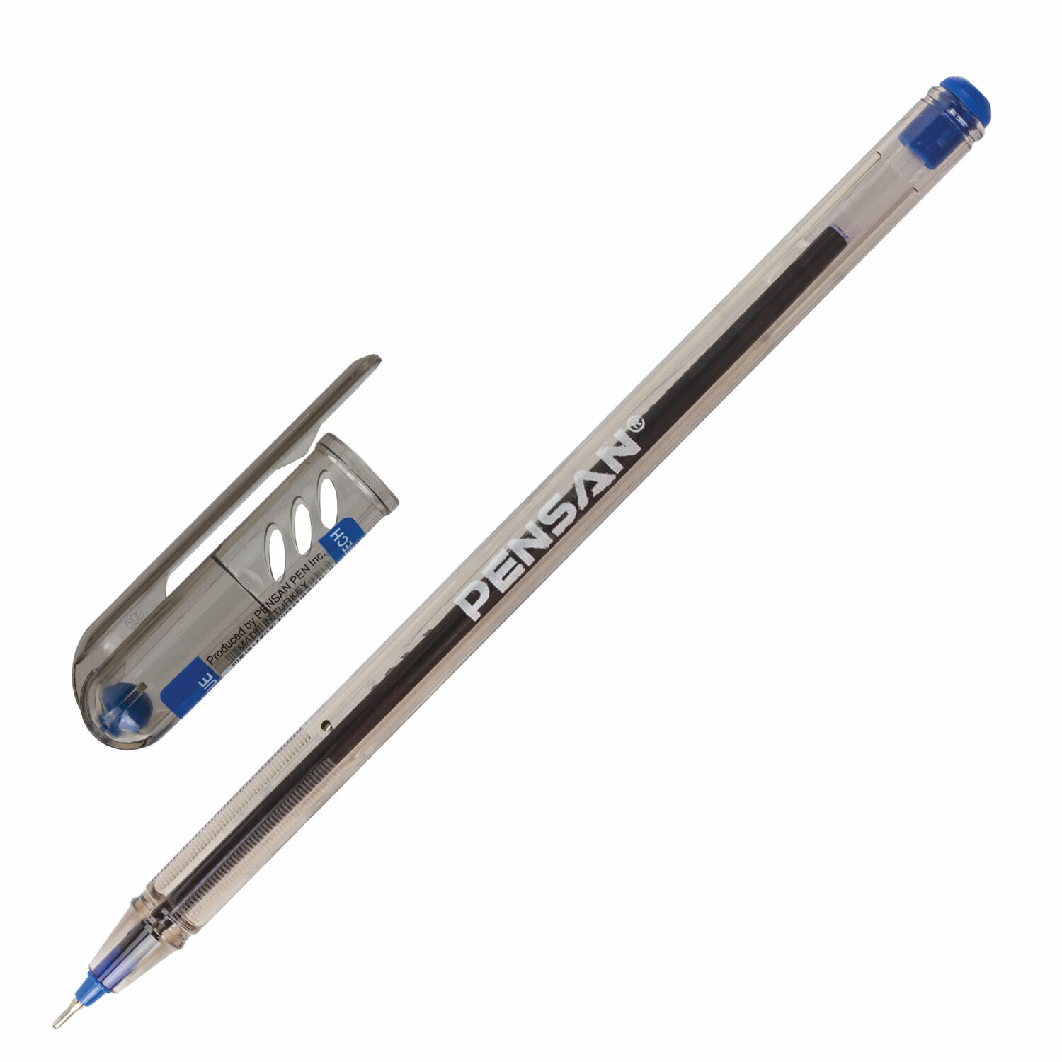 Упаковка 60 шт. Ручка шариковая масляная PENSAN "My-Tech", синяя, дисплей, игольчатый узел 0,7 мм, линия письма 0,35 мм, 2240/S60