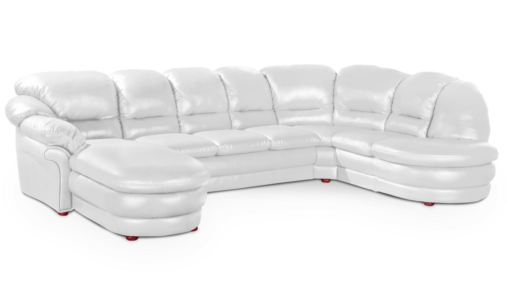 Угловой диван Нодус с оттоманкой и дополнительной секцией Madras 1003 NEW 367x250x98 см, белый Натуральная кожа, нераскладной GOODFORM