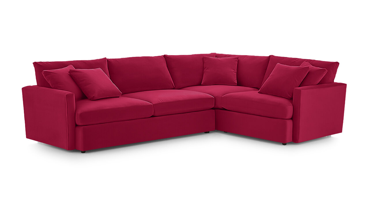 Угловой диван Стелф ЭКО Vivaldi 36 NOW 231x185x90 см, красный Велюр, еврокнижка Дом мебели для вас