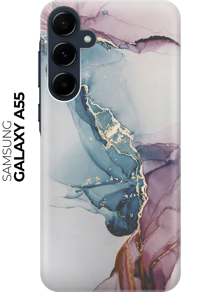 Силиконовый чехол на Samsung Galaxy A55 / Самсунг А55 с рисунком "Сине-розовый мрамор"