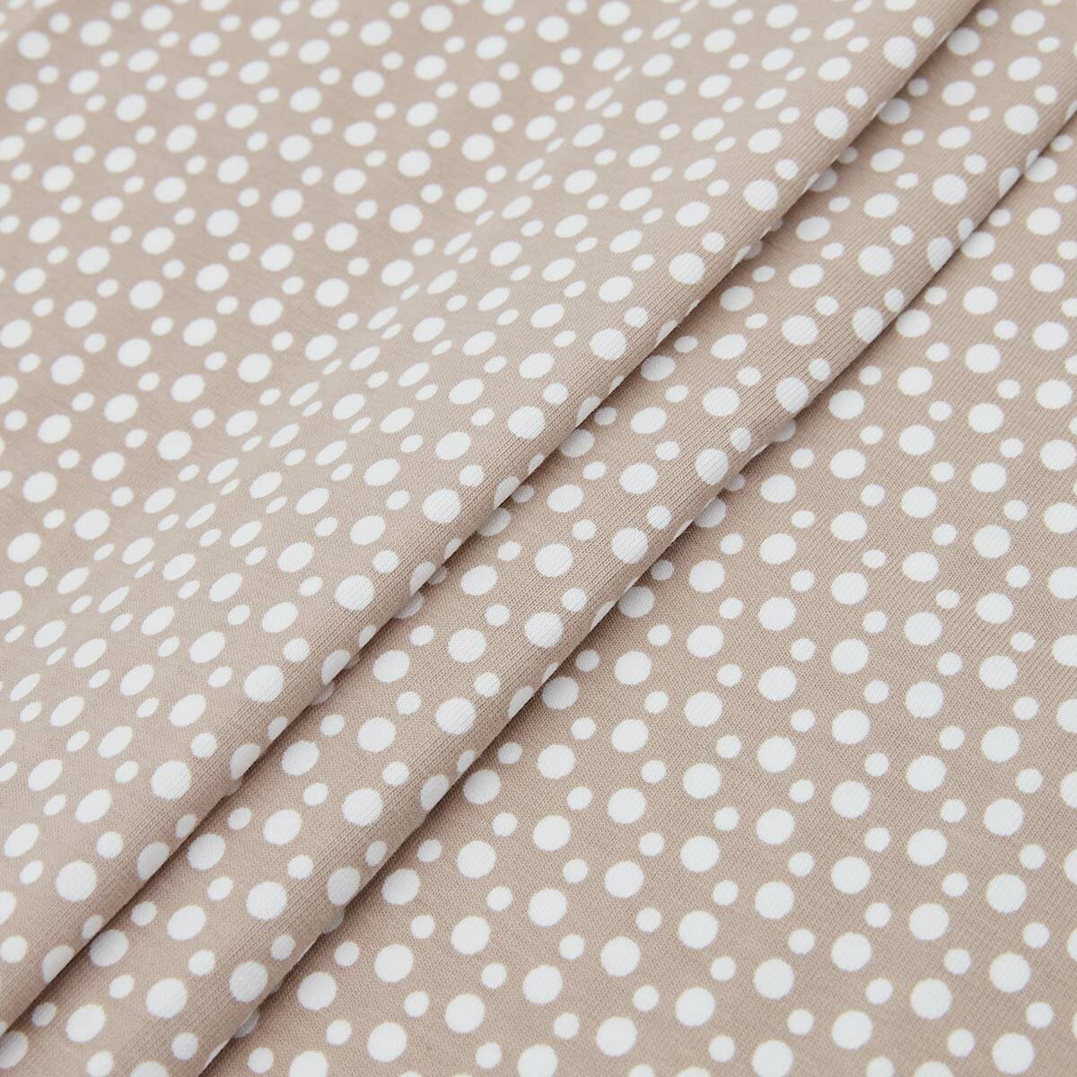 647712 Ткань коллекция 'Jersey', 48*50см, 95% хлопок, 5% эластан Gutermann (722 бежевый/белый горошек)