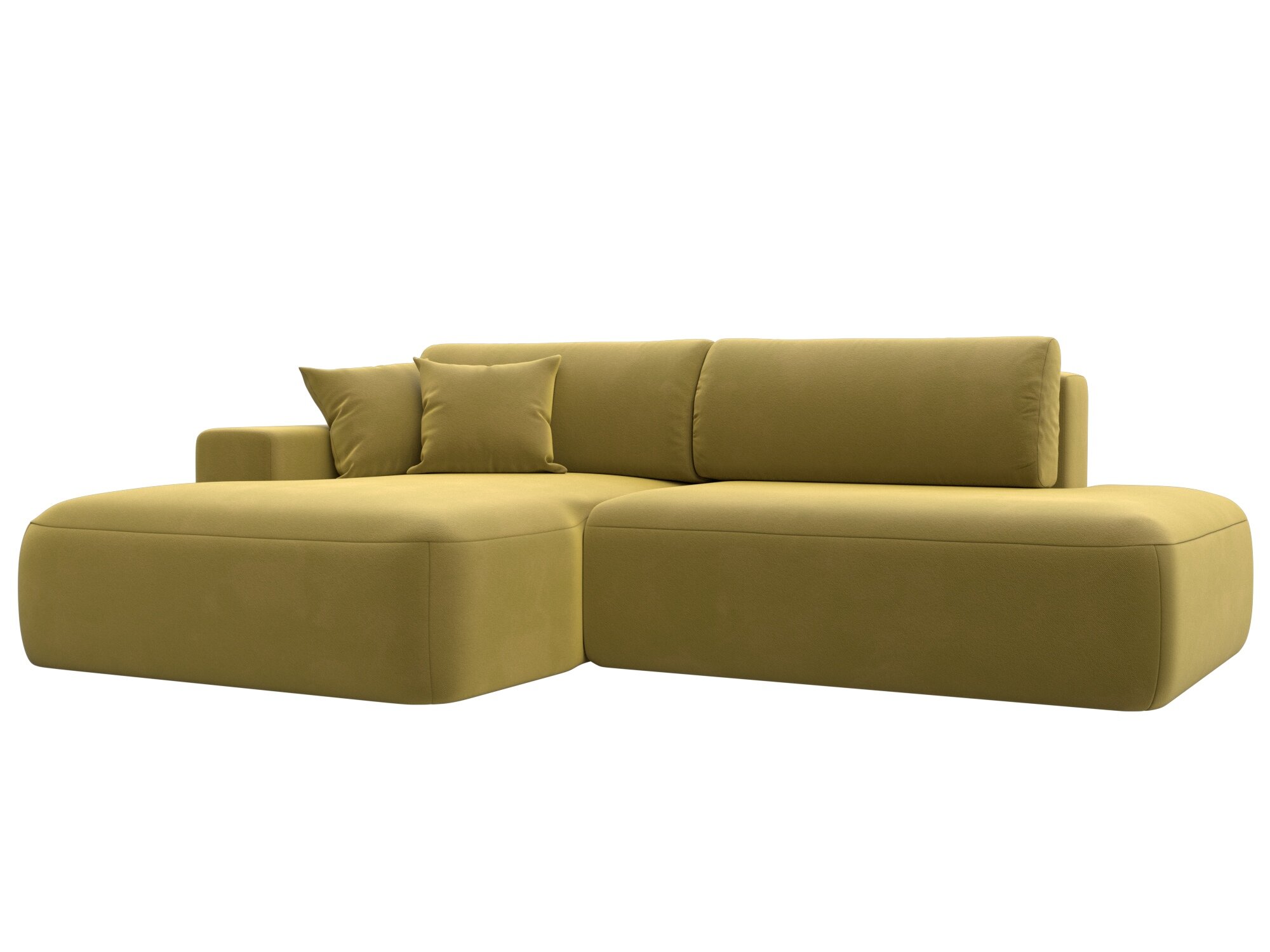 Диван угловой Лига-036 НПБ Модерн левый угол, микровельвет, механизм еврокнижка, желтый, 273x162x84см. Хит Диванов