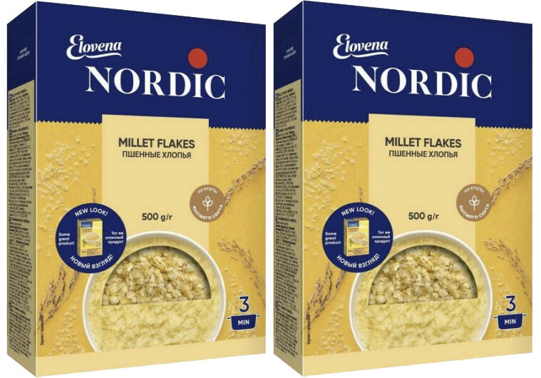 Nordic хлопья пшенные, 500г х 2 упаковки