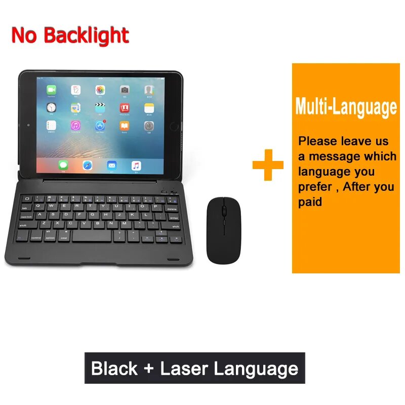 Черный чехол-клавиатура Bluetooth для iPad Mini 4 5 BlackM Laser