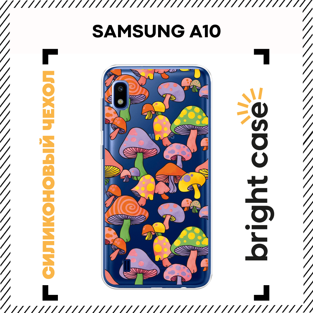 Чехол на Samsung Galaxy A10 / Самсунг А10 с принтом Цветные грибы, прозрачный