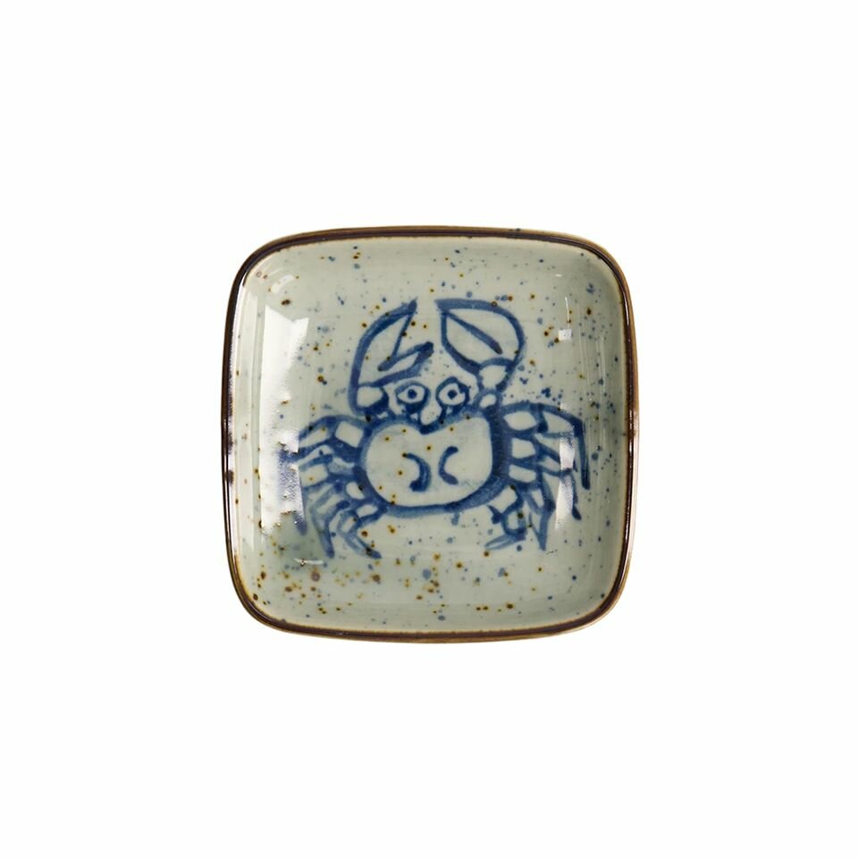 Соусник для соевого соуса фарфоровый TOKYO DESIGN Soy Sauce Dish Crab, 9 см, белый/синий