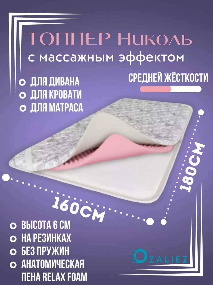 Матрас топпер 160x180 см Николь