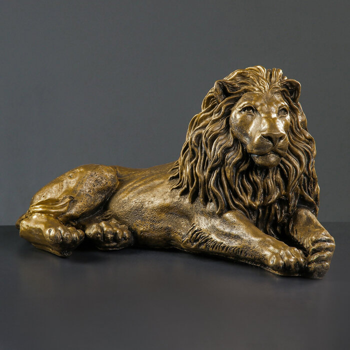 Фигура гипс «Лев на отдыхе», под бронзу, 65×35×32 см