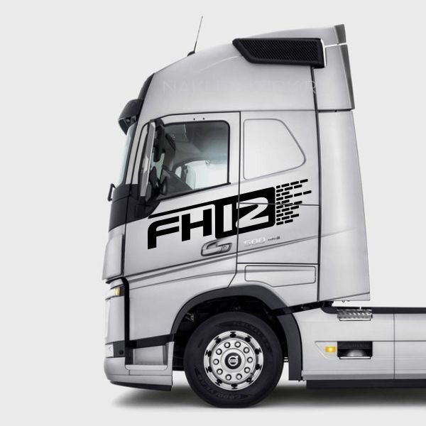 2 шт Наклейки FH12 на Вольво (Volvo) серии ФШ на двери кабины чёрные