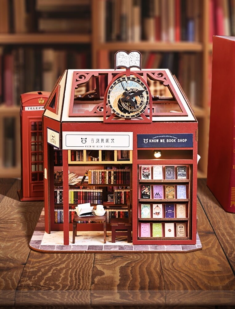 Румбокс Деревянный Конструктор Know Me Книжный Магазин, с подсветкой - KMK-1073