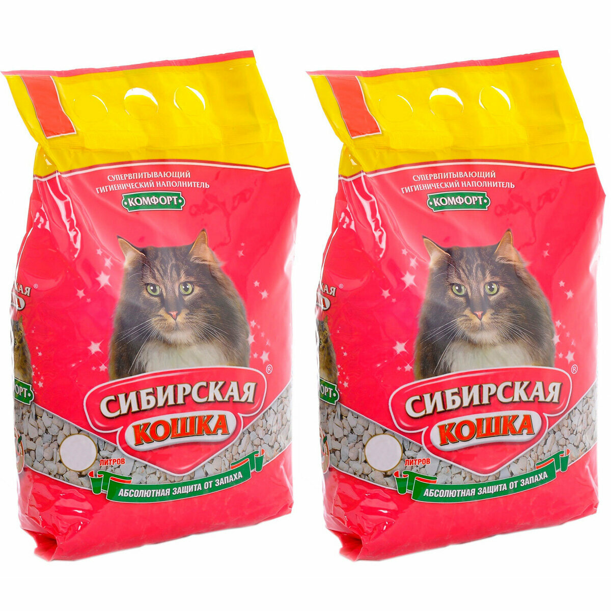 Сибирская кошка комфорт наполнитель впитывающий для туалета кошек (20 + 20 л)