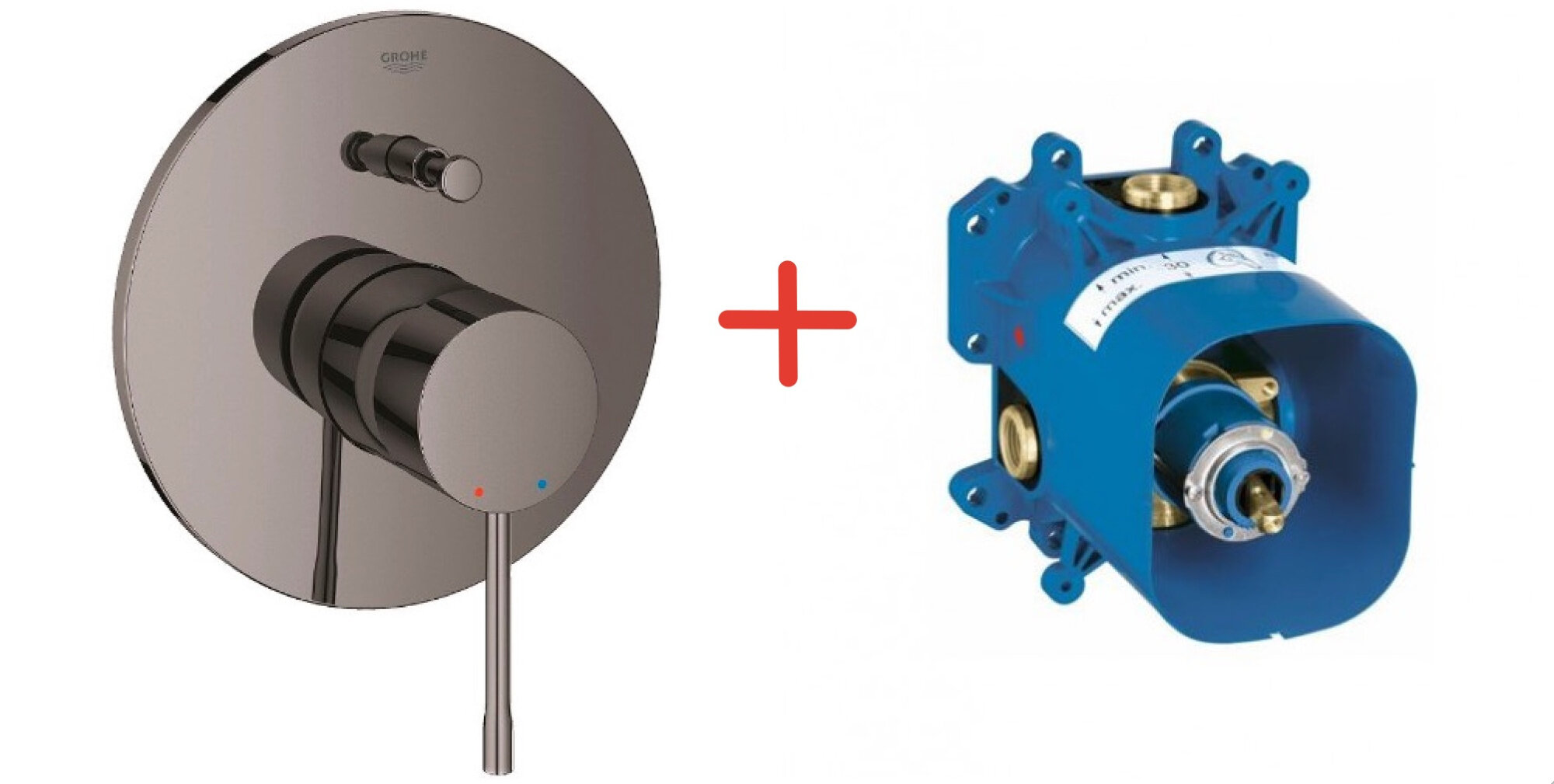 Смеситель однорычажный для ванны Grohe Essence New 19285A01+35501000 темный графит глянец