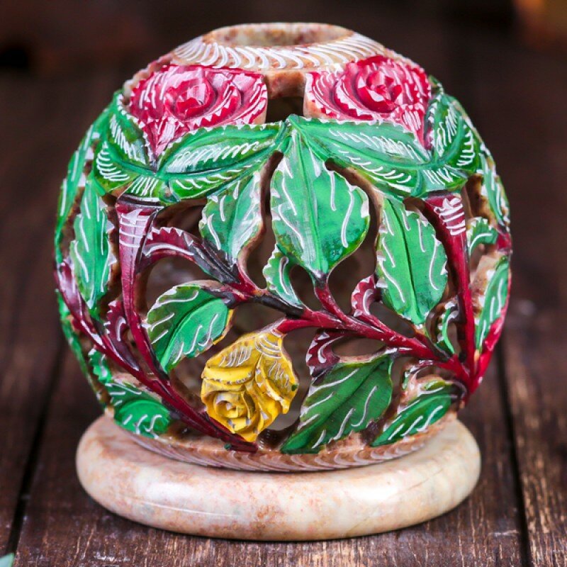 Каменный резной подсвечник Букет