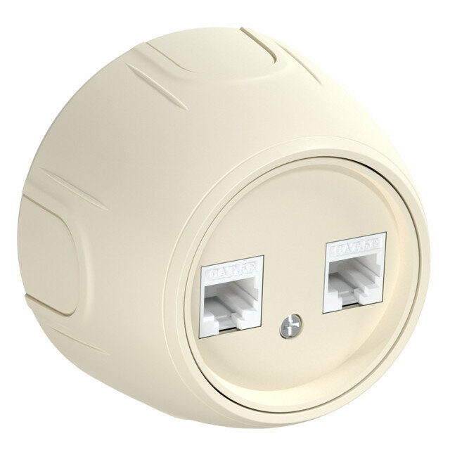 Розетка 2‑поста компьютерная RJ45 катег.5e ONEKEYELECTRO Rotondo бежевый