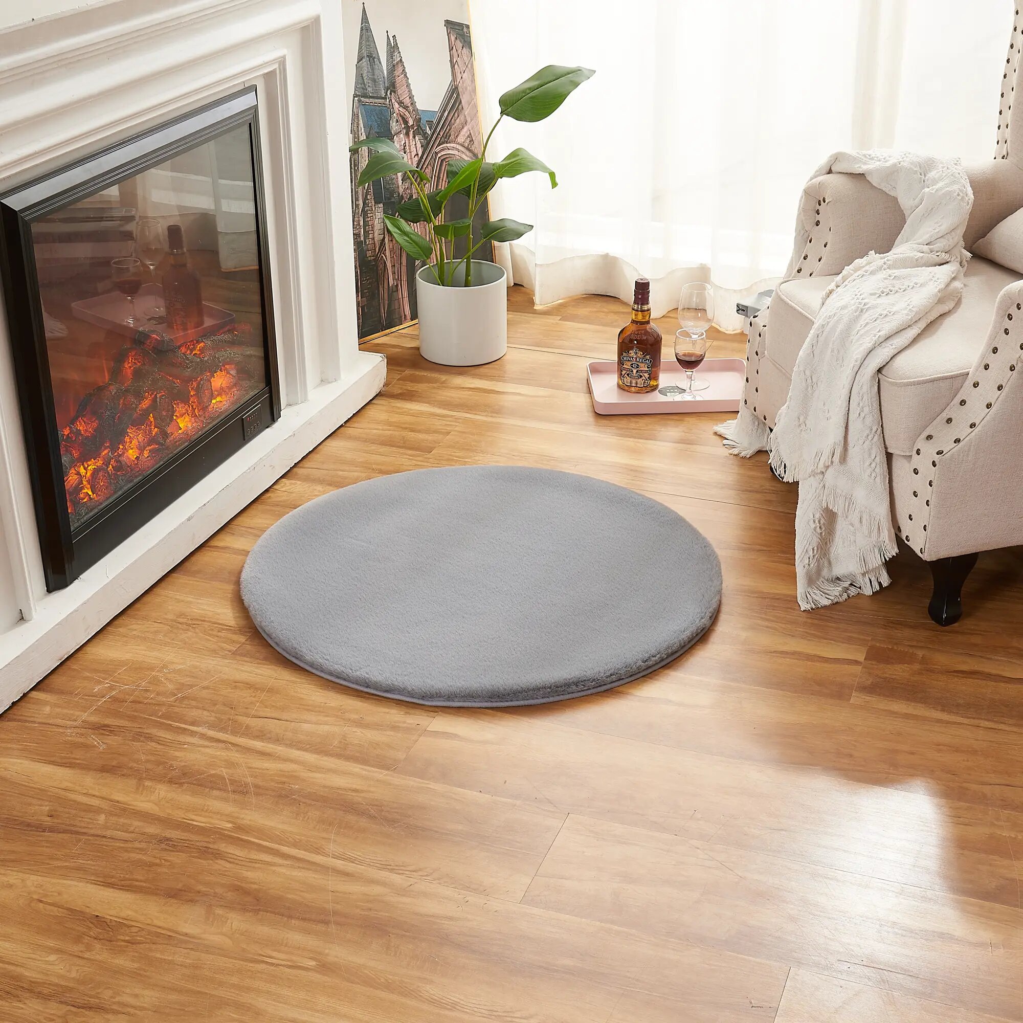 Ковер полиэстер Bingo круглый ø80 см цвет серый