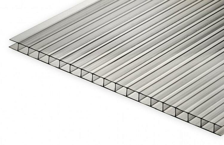 Сотовый поликарбонат Polygal прозрачный киви 4 мм. Лист 2.1х 6 м