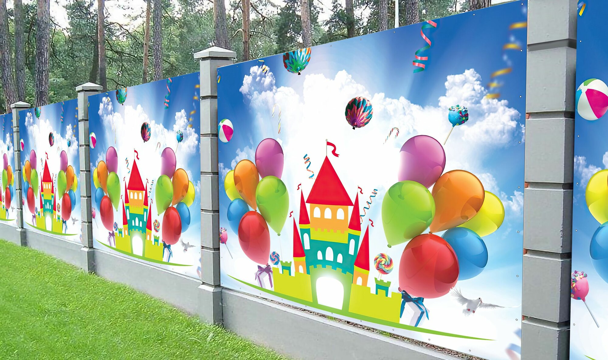 Фотосетка для забора, фасада Фотофасад с люверсами 3 х 2,4 м