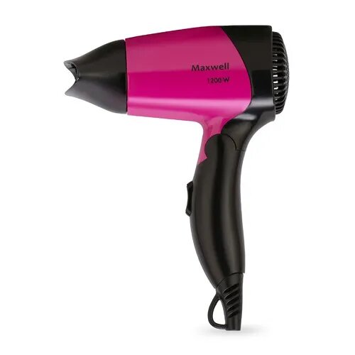 Фен Maxwell MW-2007, 1200Вт, черный и малиновый
