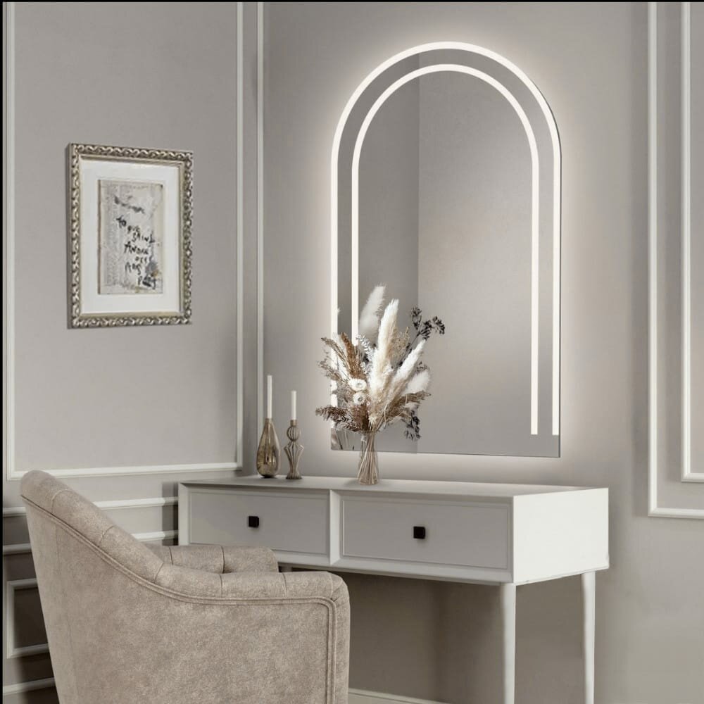 Зеркало-арка с фронтальнойи задней фоновой подсветкой F181 50х120 см