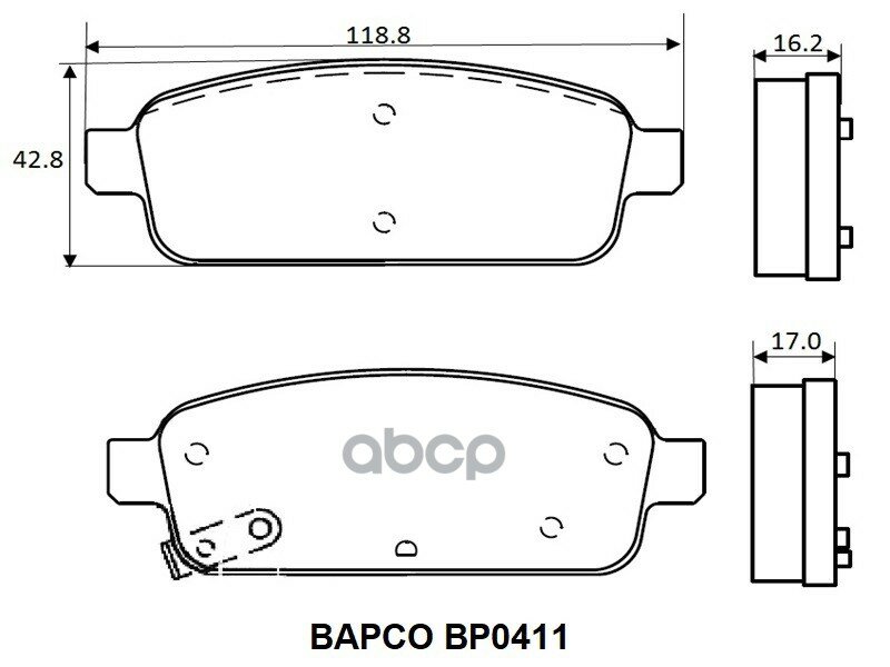 Колодки тормозные дисковые задние, комплект, шт BAPCO арт. BP0411