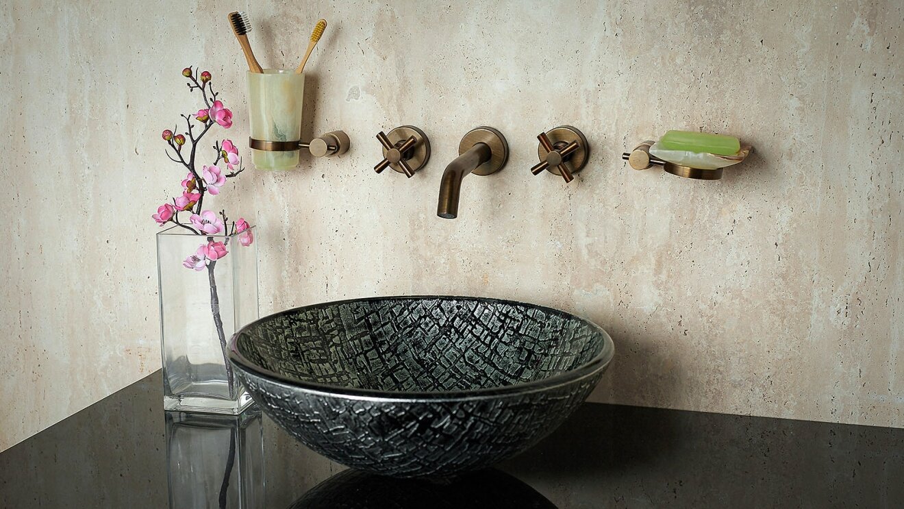 Круглая раковина из серебряного стекла Sfera 42×42×15 см 001728111