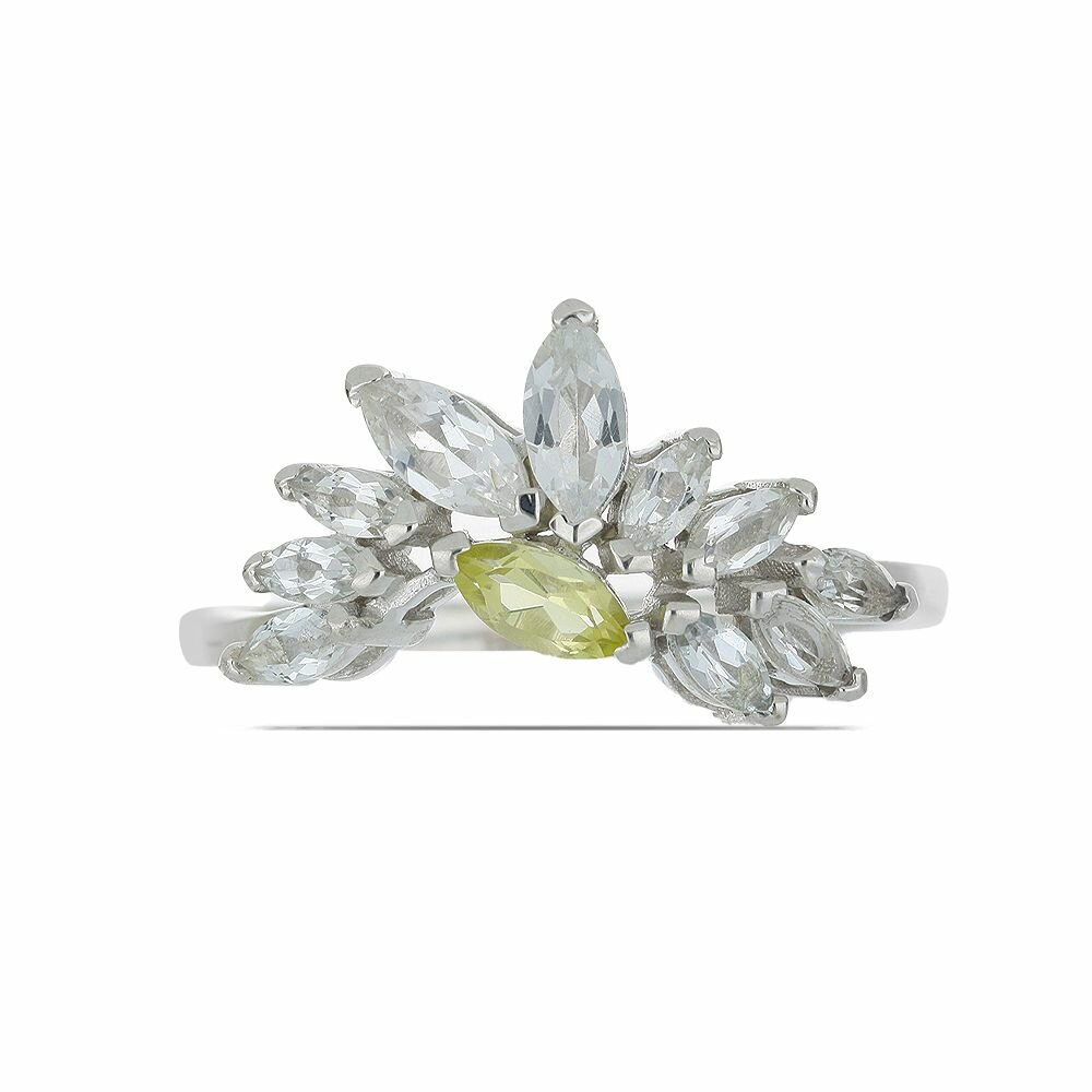 Кольцо, серебро, 925 проба, родирование, топаз