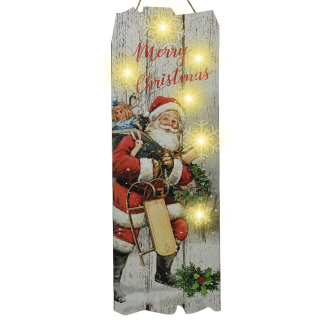 Светящаяся картина на дереве Уютное Кантри - Merry Christmas 60*21 см на батарейках, Kaemingk (Кейминг), 480168-1