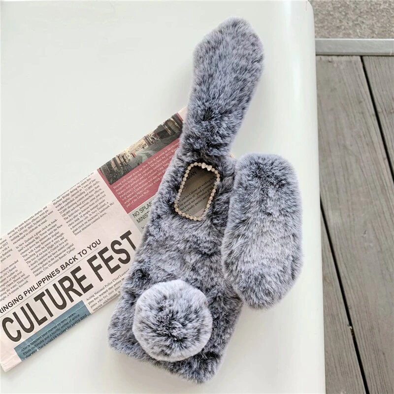 Мягкий плюшевый чехол для телефона iPhone 11 12 13 14 Pro XR X Xs Max Серый, Dark Gray, iPhone 13