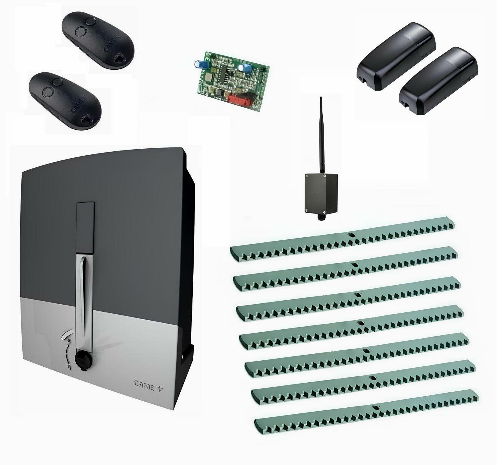 Автоматика для откатных ворот BXL04AGS KIT7-FK-BT, комплект: привод, радиоприемник, 2 пульта, фотоэлементы, 7 реек, Bluetooth-модуль