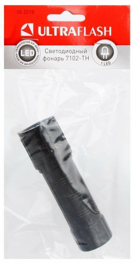 Ultraflash фонарь ручной "эконом" 7102-TH (2xR03) 1св/д 0.5W (16lm), черный/пластик, BL