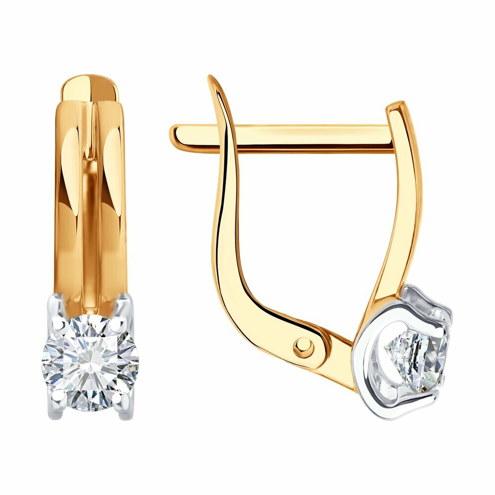Серьги, красное золото, 585 проба, фианит