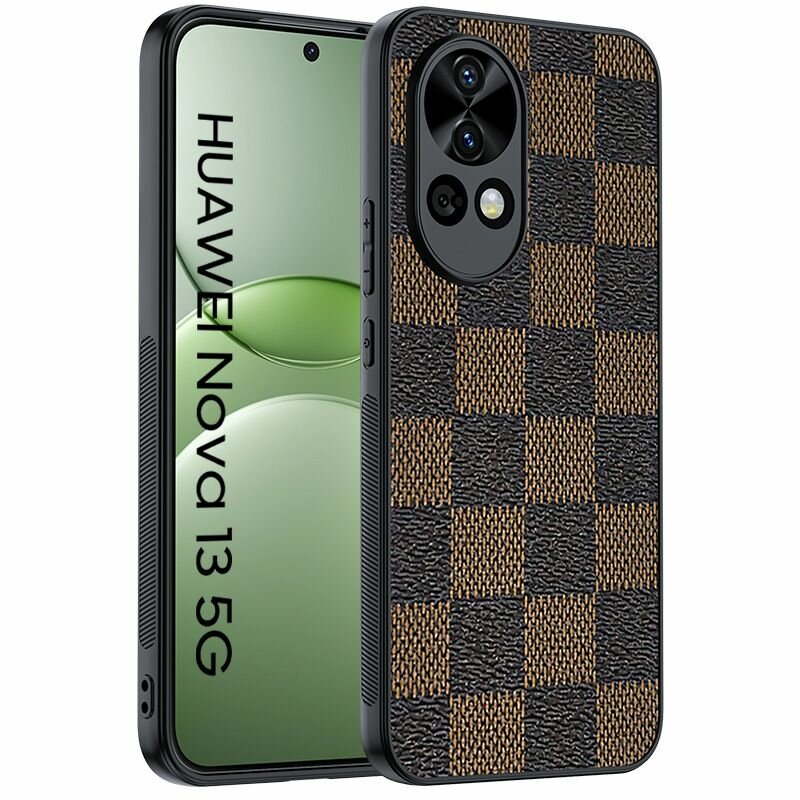 Чехол для Huawei Nova 13 (Хуавей Нова 13), Роскошная кожа и матовой отделкой под карбон , Ретро