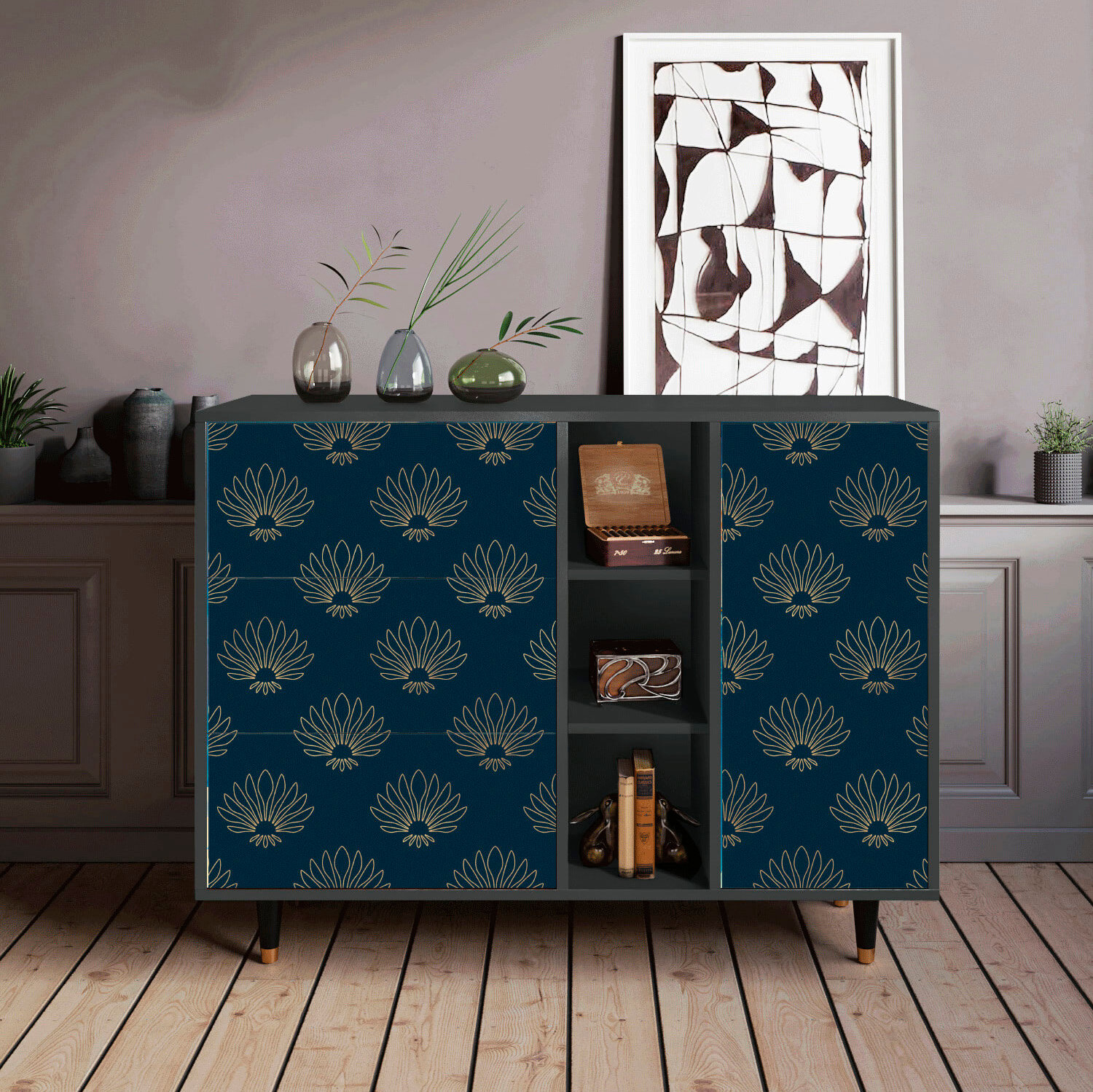 Комод - STORYZ - BS2 Blue Lotus, Разер - 125 x 97 x 48 см , Цвет корпуса - Антрацит