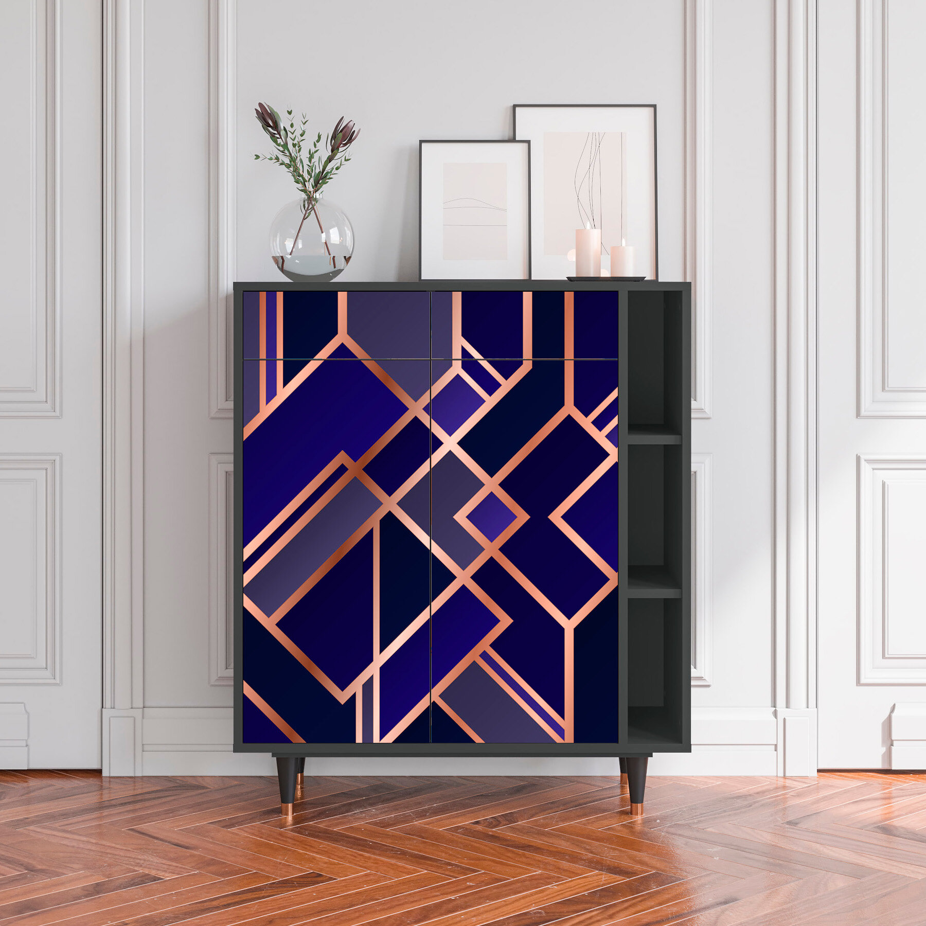 Комод - STORYZ - BS6 Aquamarine Getsby, Размер - 94 x 110 x 41 см, Цвет корпуса - , Антрацит