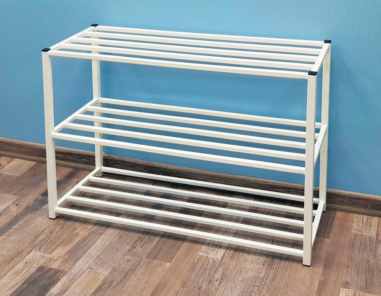 Обувница этажерка подставка для обуви белая 600 300 450 в прихожую узкая металлическая Лофт