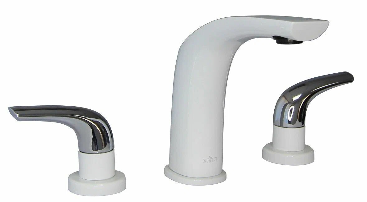 Смеситель для умывальника Aria AI750101844, латунь, корпус white, ручки chrome, каскадный, Webert, Италия